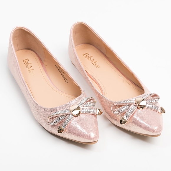 SunnyMia | Shoes | Bow Pointe Toe Pink Ballerina Flats | Poshmark